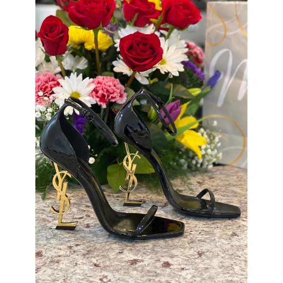 Saint Laurent | Shoes | Saint Laurent Ysl Patent Leather Opyum Sandals ...